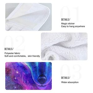 Alaza Wolf in A Galaxy Hanging Kitchen Hand Towels with Loop Super Absorbent Hand Towels Machine Washable 2 Piece Sets