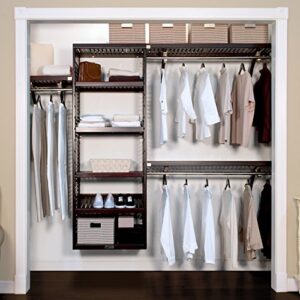 John Louis Home Deluxe 16 in. Deep Solid Wood Closet Organizer, Woodcrest, Espresso Finish