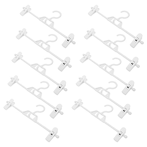 WINOMO 10Pcs Pants Hanger with Clips, White Plastic Dress Trousers Hanger with 360 Rotatable Hook for Women& Men Space Saving