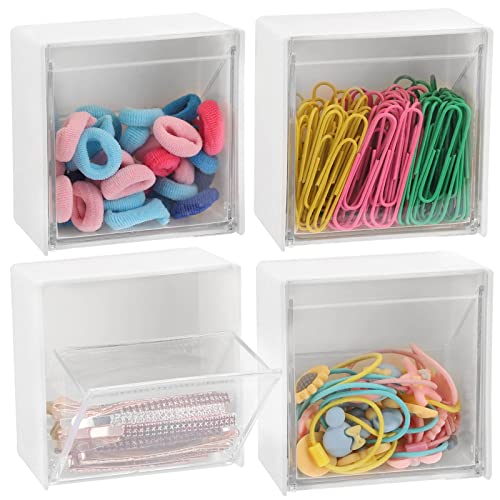 Tecbeauty 4PCS Cotton Pads Holder Dispenser, Wall Mounted Cotton Ball Organizers and Storage Box Cotton Rounds Jar Containers for Cotton Ball, Floss, Hairpin, Rubber Band, Clip（3.35in x1.8in x3.35in）