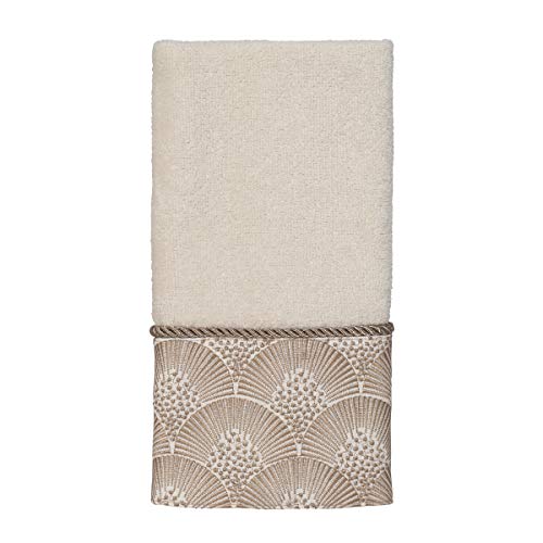 Avanti Linens - Fingertip Towel, Soft & Absorbent Cotton Towel (Deco Shell Collection, Ivory)