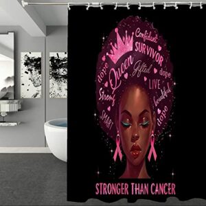 TIMYCA African Crown Girls Bathroom Sets with Shower Curtains and Rugs, Toilet Lid Cover, Bath Mat, Inspirational Quote African Shower Curtain Set with Hooks, Waterproof Bathroom Shower Curtain Sets