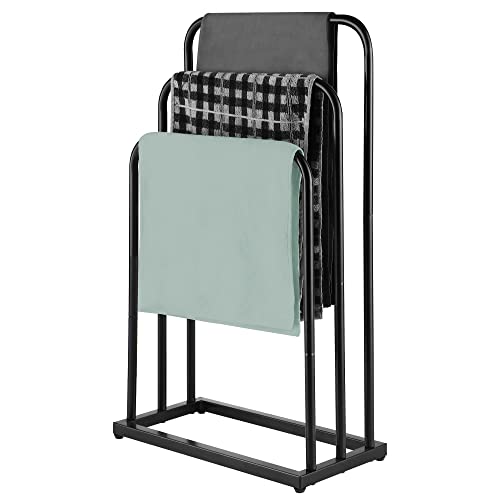 MallKing Freestanding Towel Rack, 3-Tier Metal Towel Holder for Bathroom, Storage Rack for Towels and Bath Towels(Black)