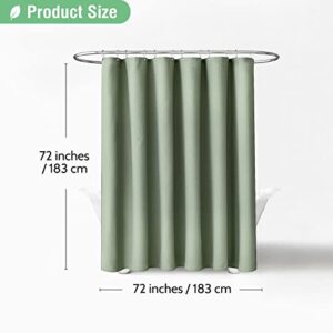 Dynamene Sage Green Shower Curtain - Waffle Textured Heavy Duty Thick Fabric Shower Curtains for Bathroom, 256GSM Luxury Weighted Polyester Cloth Bath Curtain Set with 12 Plastic Hooks，72Wx72H,Green