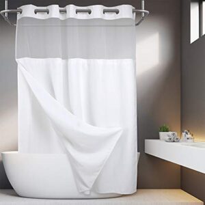 no hooks required waffle weave shower curtain with snap in liner - 71w x 74h,hotel grade,spa like bath curtain,white