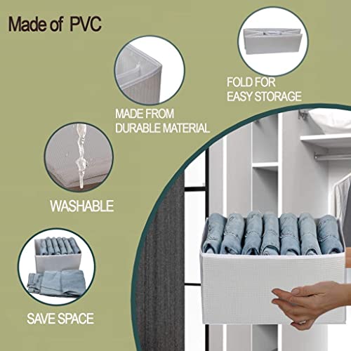 Bian Royal Wardrobe Clothes Organizer for Drawers With 7 Grids Pvc, Foldable Drawer Closet Organizers and Storage, Washable Folded Clothes, Clothing Storage Pants, Jeans (White-15.7inch) (A001)