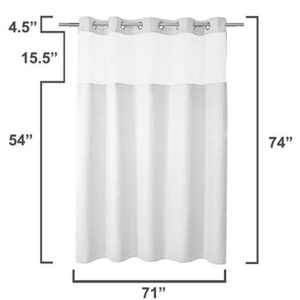 River Dream White Fabric Shower Curtain Set, Cotton Blend, Waffle Weave, with Snap in Replacement Liner，71 x 74 inches