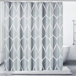 gelbchu grey fabric shower curtain, waterproof design and polyester, quick-drying, weighted hem, shower curtains set for bathroom w 72 x h 72, durable and washable with 12 hooks