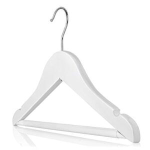 HANGERWORLD 6 White Wooden 11.8inch Kids Notched Coat Clothes Garment Hangers Non Slip Pants Bar