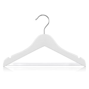 HANGERWORLD 6 White Wooden 11.8inch Kids Notched Coat Clothes Garment Hangers Non Slip Pants Bar