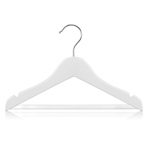 HANGERWORLD 6 White Wooden 11.8inch Kids Notched Coat Clothes Garment Hangers Non Slip Pants Bar