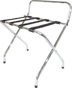 ustech single tier x-shape folding luggage rack with high back | durable metal stand & heavy-duty nylon straps for guest room storage & suitcase holder | perfect for bedroom & closet