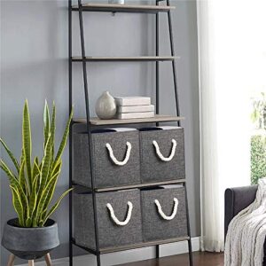 Foldable Fabric Storage Cube Bins Grey Cloth Cube Storage Organizer Bin with Cotton Rops 10.5x10.5x11 Inch Collapsible Clothes Storage Cubes Baskets Drawers Organizer Cubicle Storage Boxes for Organizing Closet Shelves ,Q-ST-59-4