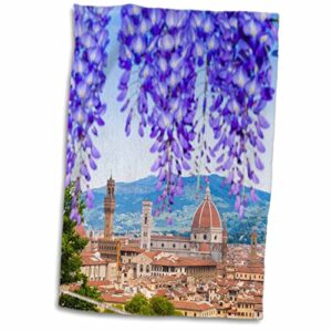 3d rose city center of florence-firenze-unesco-tuscany-italy hand towel, 15" x 22"