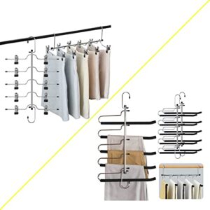 heavy duty pants skirt hangers sapce saving,shorts hanger with non slip adjustable clips,durable trouser hangers for jeans, slacks -8 pack