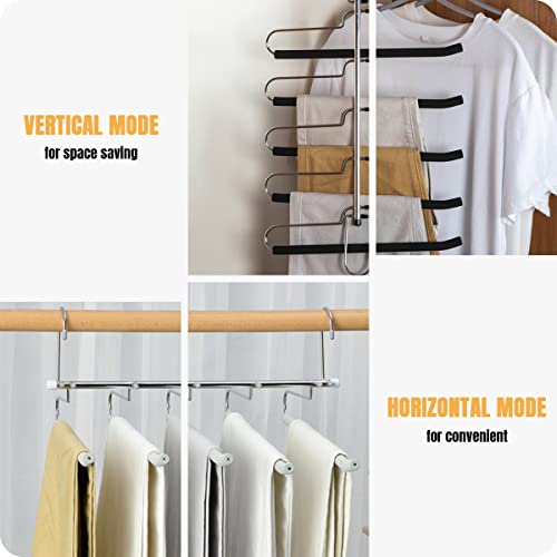 Heavy Duty Pants Skirt Hangers Sapce Saving,Shorts Hanger with Non Slip Adjustable Clips,Durable Trouser Hangers for Jeans, Slacks -8 Pack