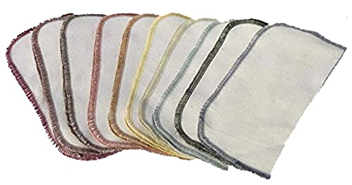 2 Ply Organic Cotton Flannel Washable Baby Wipes 8x8 Inches Set of 10 Assorted Earthtones Edging