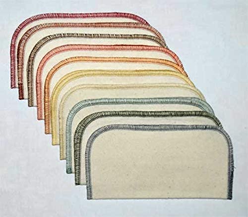 2 Ply Organic Cotton Flannel Washable Baby Wipes 8x8 Inches Set of 10 Assorted Earthtones Edging