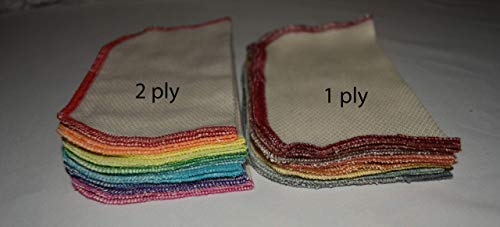 2 Ply Organic Cotton Flannel Washable Baby Wipes 8x8 Inches Set of 10 Assorted Earthtones Edging