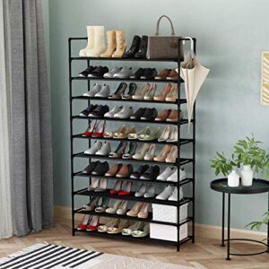 sooneedear 10 tier shoe rack 50 pair, large shoe storage organizer, zapateras organizer 50 pares, free standing shoe racks for closet, show rack, space saving shoe rack, tall shoe shelves black