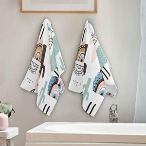 Vdsrup Llama Cactus Hand Towels Chic Cacti Alpaca Towel Set of 2 Animals Small Bath Towels Soft Guest Face Towel Bathroom Decorations Thin Kitchen Tea Dish Towels 14x28 in