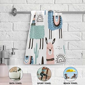 Vdsrup Llama Cactus Hand Towels Chic Cacti Alpaca Towel Set of 2 Animals Small Bath Towels Soft Guest Face Towel Bathroom Decorations Thin Kitchen Tea Dish Towels 14x28 in