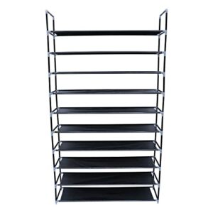 shoe rack organizer storage shoes shelves black 10 tier 50 pairs standing