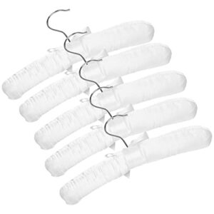 shusmda 5pcs luxury satin-padded children's clothes kids' cloth hook hanger wardrobe organiser-white