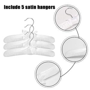 Shusmda 5Pcs Luxury Satin-Padded Children's Clothes Kids' Cloth Hook Hanger Wardrobe Organiser-White