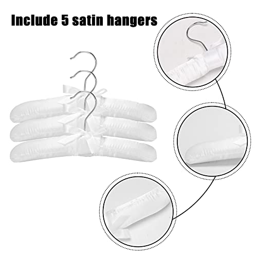 Shusmda 5Pcs Luxury Satin-Padded Children's Clothes Kids' Cloth Hook Hanger Wardrobe Organiser-White