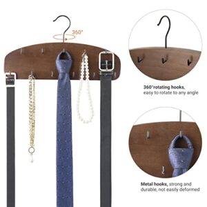 Mkono 2 Pack Scarf Hanger Wooden Scarf Organizer for Closet Space Saving and Belt Hanger for Closet Wooden Belt Ties Rack with 11 Hooks