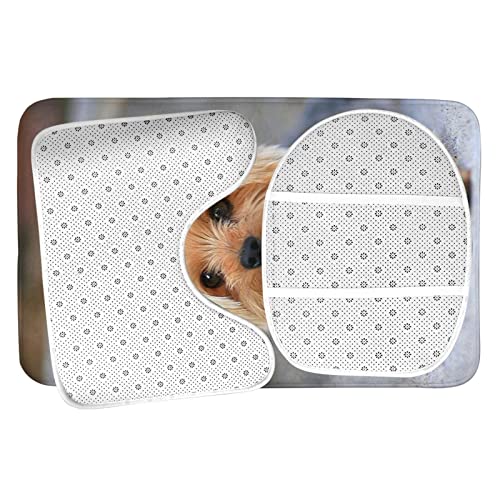 NIOCEZT Bathroom Rugs Sets 3 Piece, Contour Toilet Mat, 19.7 x 31.5 and 13.8 x 17.7 Bath Mat, Non-Slip Washable Bathroom Rugs and Mats Sets, Cutest Yorkies