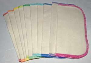 2 ply organic flannel washable baby wipes 8 x 8 inches set of 10 rainbow assortment