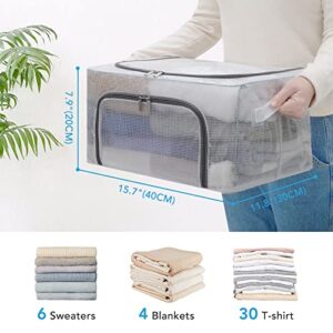 Baesyhom 3 Pack Clear Stackable Clothes Storage Bins and 3 Pack Large Size Wardrobe Clothes Organizer for Pant, Jean, Sweater with Sturdy Handle