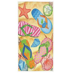 vdsrup beach flip flops hand towels starfish seashells summer towel soft kitchen tea towels dish washcloths thin guest face towel portable bath decorations housewarming gifts 16 x 30 in