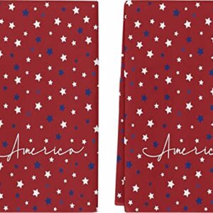 VDLBT 4th of July Kitchen Towels Patriotic Red Blue Stars Independence Day Memorial Day Dishcloth Fingertip Hand Towel America Soft Tea Towel Set of 2