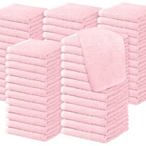 Oakias Cotton Wash Cloths Bulk, Pink, 60 Pack, Face Towels, 12 x 12 Inches Quick Drying Washcloths