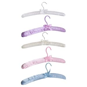 satin padded hangers sweaters hangers: foam fabric coat clothing hangers no bump for adult wedding bridesmaid 5pcs random color