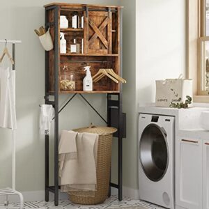 Itaar Over The Toilet Storage Cabinet, Farmhouse Over Toilet Bathroom Organizer, 4-Tier Bathroom Shelves Over Toilet, Over Toilet Storage with Storage Bag and Hooks, Rustic Brown