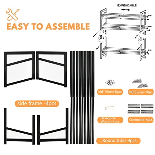 DILA Expandable Shoe Rack for Closet Entryway, 3 Tier Adjustable Shoe Shelf Modern Angled Shoes Storage Organizer, Sturdy Metal Free Standing Three Shelf Shoe Stand for Front Door Small Space, Black