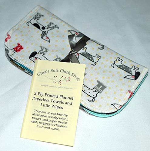 2 Ply Printed Flannel 8x8 Inches Set of 5 Little Wipes I Woof You