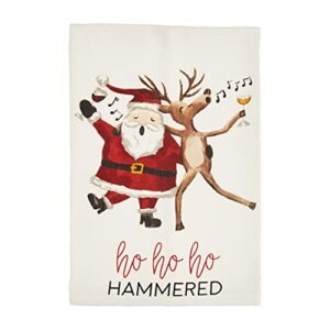 mud pie alcohol christmas towel, ho ho hammered, 26" x 16.5"