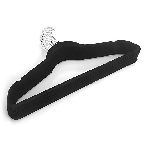 Black Hanger Velvet Hangers Non-Slip Velvet Hangers 10/50/100 Pack Suit Hangers Ultra Thin Heavy Duty Hanger Clothes Hangers Velvet for Coats,Jackets,Pants,Dress (Black, 10PCS)