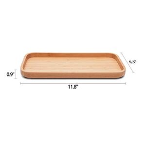 Bamboo Vanity Tray, Bathroom Counter Tray, Bamboo Tray for Bathroom and Home Decor, 11.8L x 6.1W x 0.9H inches