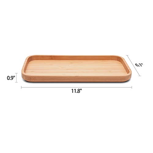 Bamboo Vanity Tray, Bathroom Counter Tray, Bamboo Tray for Bathroom and Home Decor, 11.8L x 6.1W x 0.9H inches