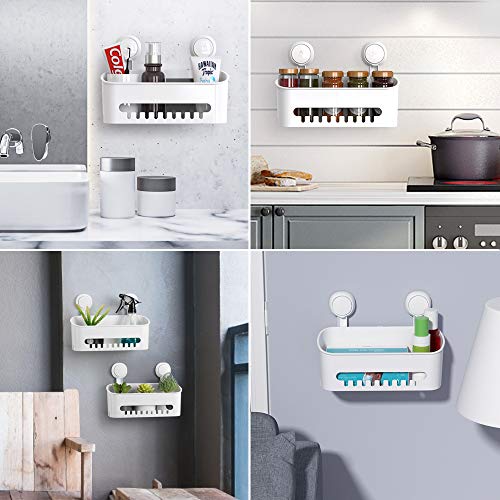 LUXEAR Shower Caddy Suction Cup NO-Drilling Removable Shower Shelf Powerful Heavy Duty Hold up to 22lbs with 4 pack update suction cup hooks shower suction hooks