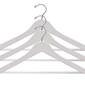 NAHANCO 8017WCH20 17" Wooden Suit Hanger, Low Gloss White Finish and Bright Chrome Hardware (Pack of 20)