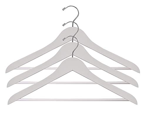 NAHANCO 8017WCH20 17" Wooden Suit Hanger, Low Gloss White Finish and Bright Chrome Hardware (Pack of 20)