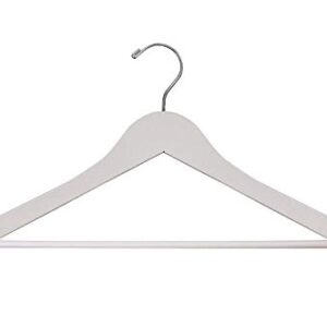 NAHANCO 8017WCH20 17" Wooden Suit Hanger, Low Gloss White Finish and Bright Chrome Hardware (Pack of 20)