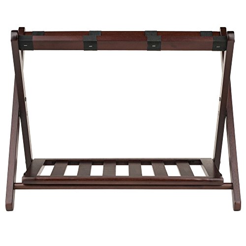 Winsome Solid Wood Remy Luggage Rack with Shelf in Cappuccino